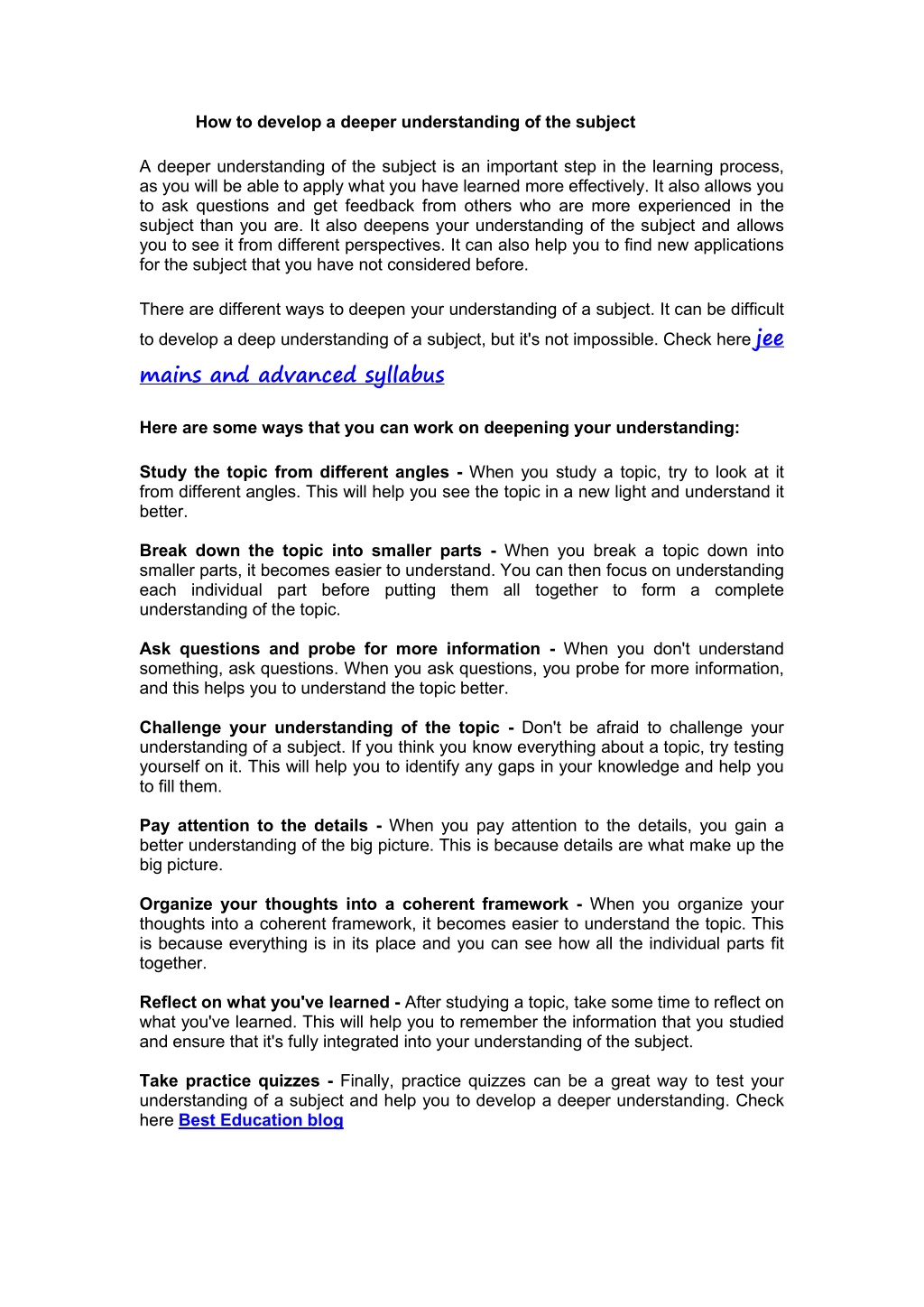 PPT - how to develop a deeper understanding of the subject PowerPoint ...