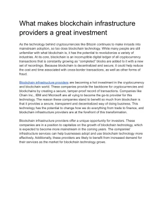 PPT - What makes blockchain infrastructure providers a great investment ...