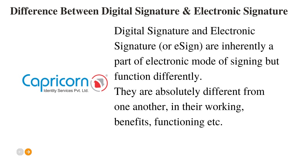 PPT - Difference Between Digital Signature & Electronic Signature ...