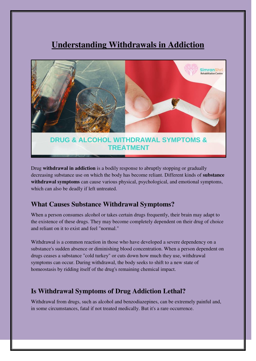 PPT - Understanding Withdrawals in Addiction PowerPoint Presentation ...