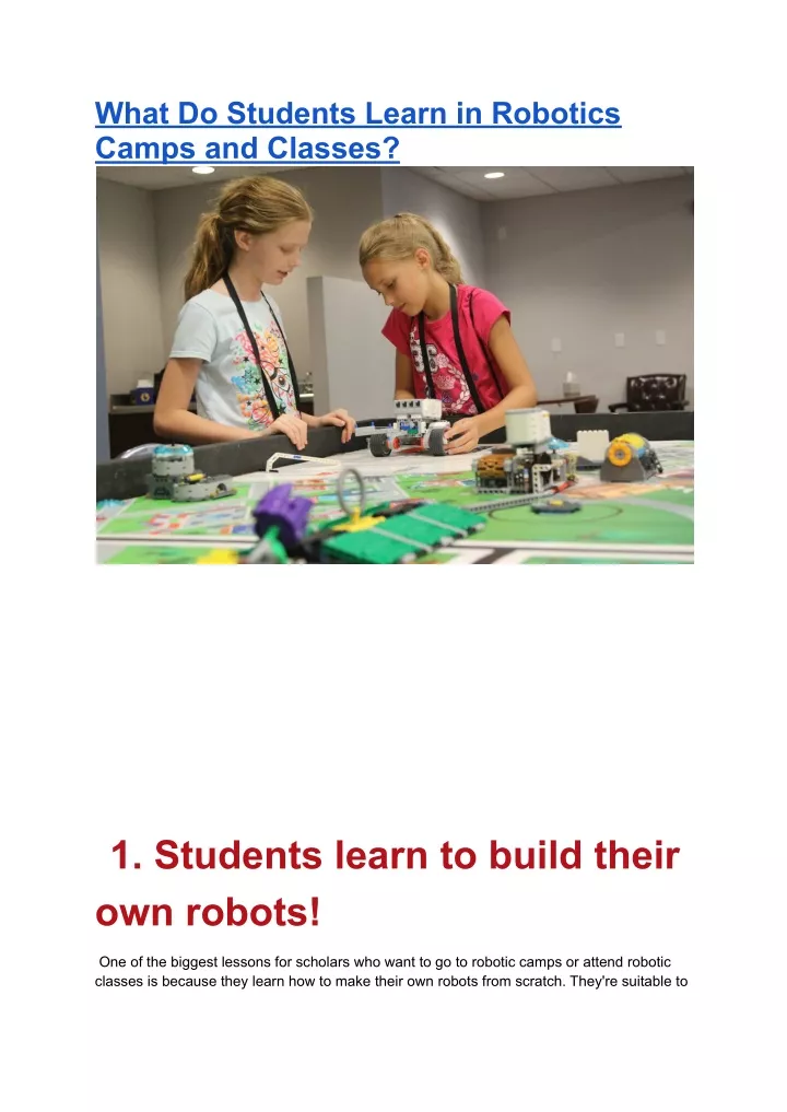 PPT What Do Students Learn In Robotics Camps And Classes PowerPoint 