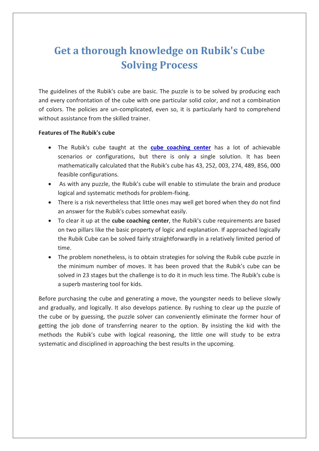 PPT - Get a thorough knowledge on Rubik's Cube Solving Process ...