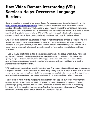 PPT - HOW VIDEO REMOTE INTERPRETING SERVICES HELP OVERCOME LANGUAGE BARRIER_pdf.docx PowerPoint ...