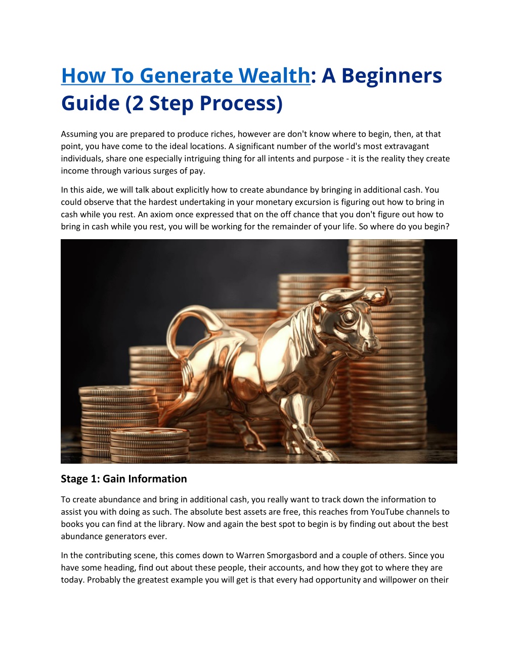 PPT - How To Generate Wealth A Beginners Guide (2 Step Process ...