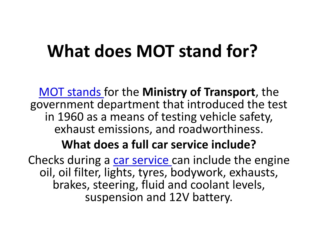PPT - What does MOT stand for PowerPoint Presentation, free download ...