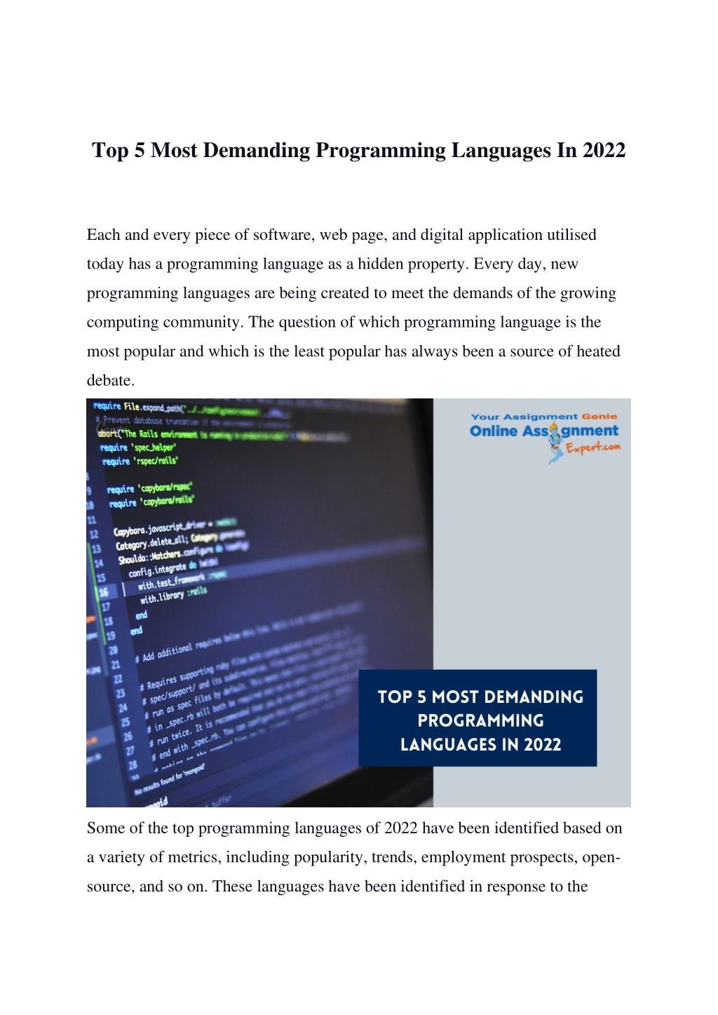 PPT - Top 5 Most Demanding Programming Languages In 2022 PowerPoint ...