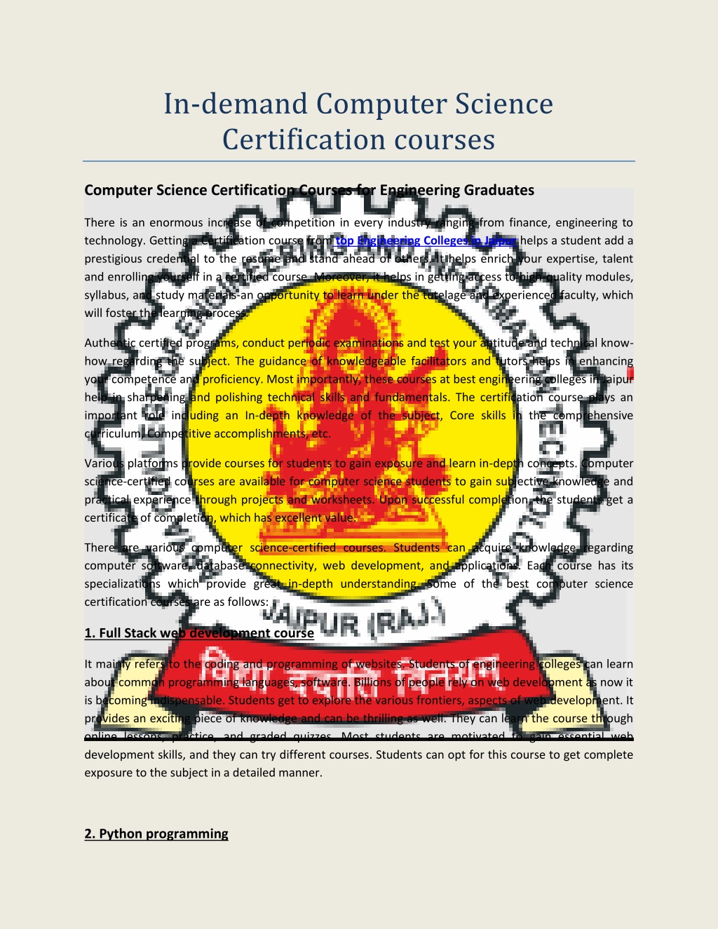 PPT - In-demand Computer Science Certification courses PowerPoint ...