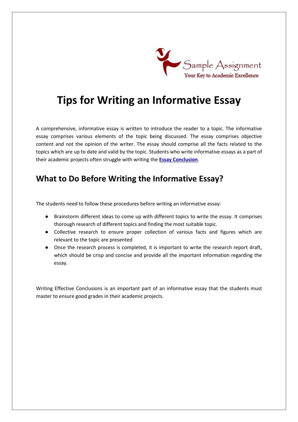 PPT - Tips for Writing an Informative Essay PowerPoint Presentation ...