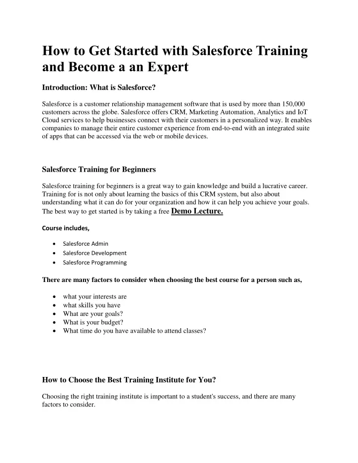 PPT - How to Get Started with Salesforce Training and Become a an ...