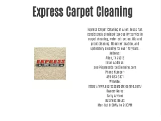 Express Carpet Cleaning Online Presentations Channel