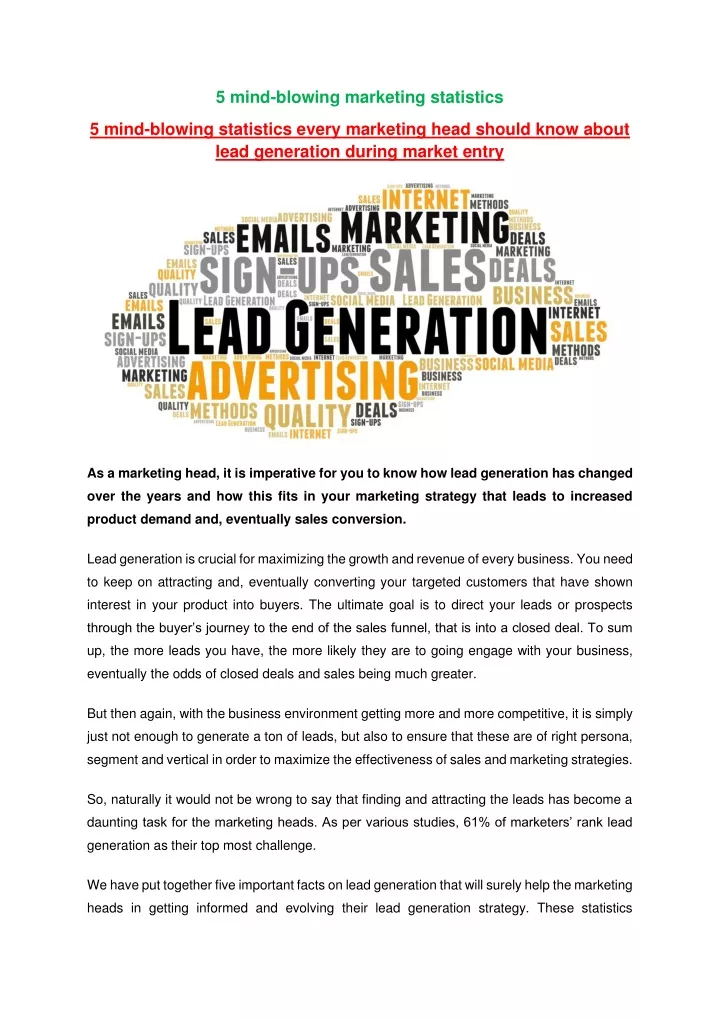 PPT - 5 mind-blowing statistics every marketing head should know about ...