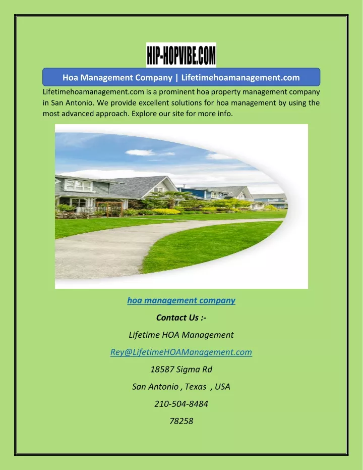 Ppt Hoa Management Company Powerpoint