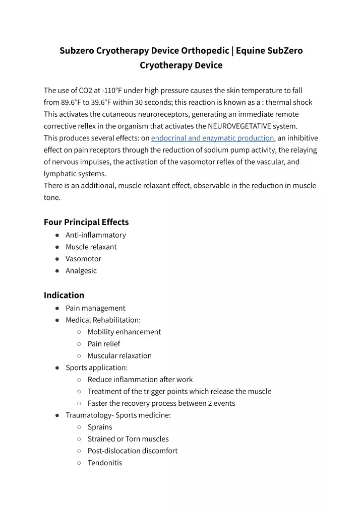 PPT - Subzero Cryotherapy Device Orthopedic _ Equine Shockwave Therapy ...