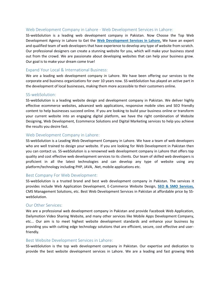 PPT - Web Development Company in Lahore PowerPoint Presentation, free ...