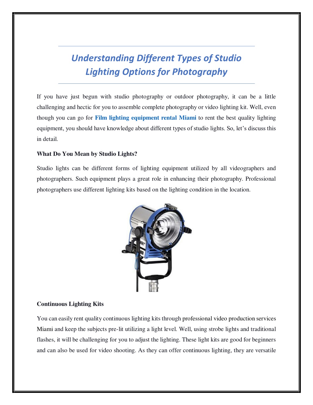 PPT - Understanding Different Types of Studio Lighting Options for ...