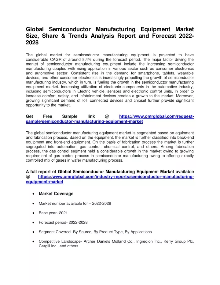 PPT - Global Semiconductor Manufacturing Equipment Market PowerPoint ...