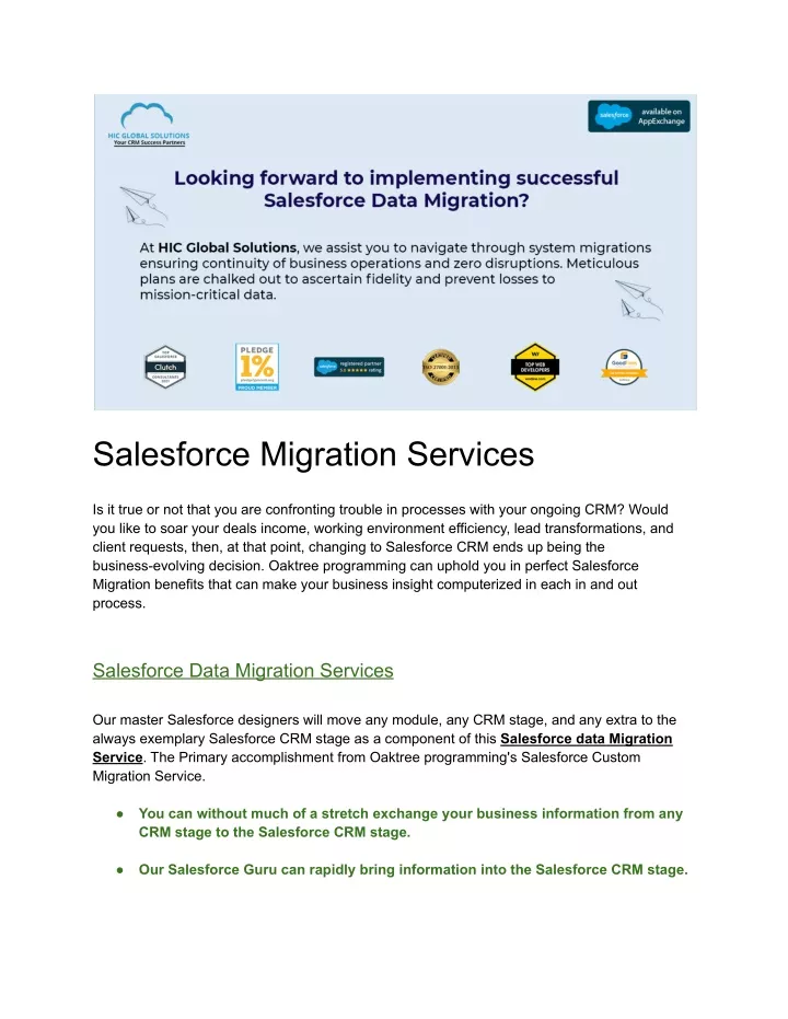 PPT - Salesforce Migration Services- HIC Global Solutions PowerPoint Presentation - ID:11373038