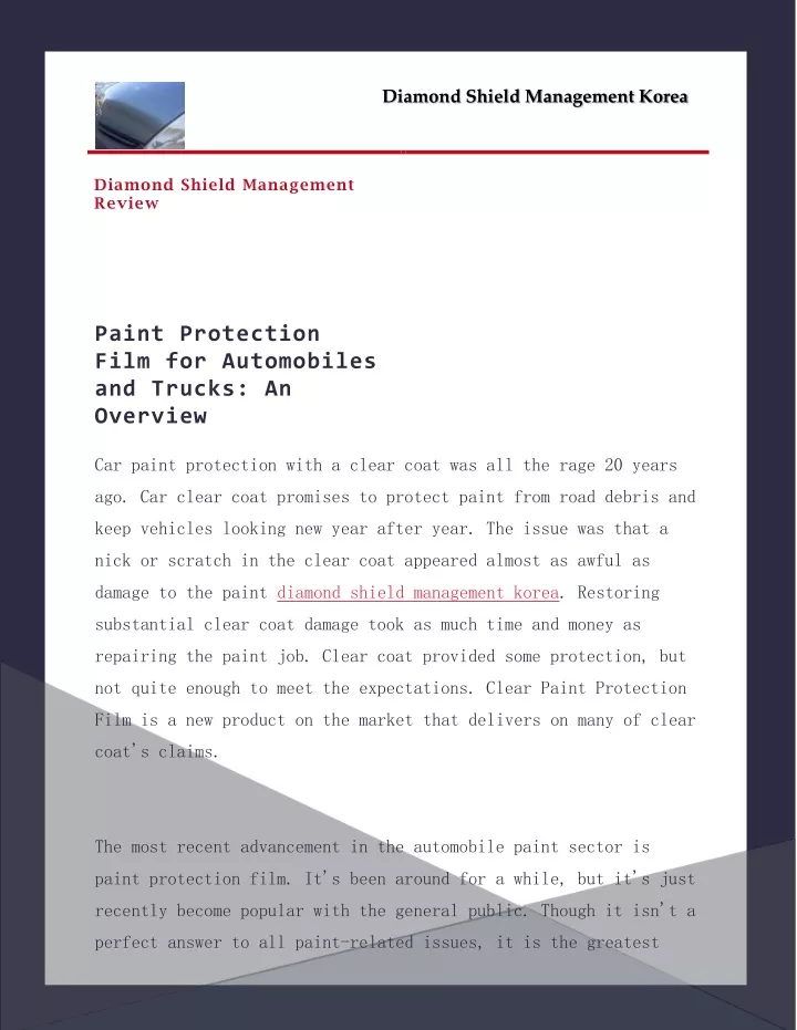 PPT - Paint Protection Film for Automobiles and Trucks An Overview ...