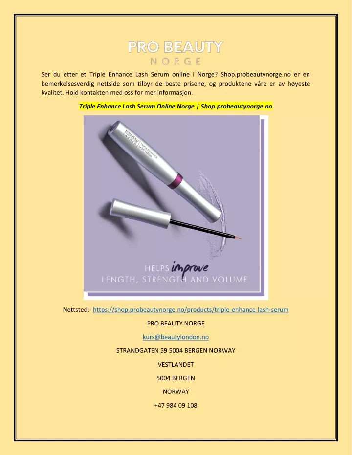 Ppt Triple Enhance Lash Serum Online Norge Shop Probeautynorge No