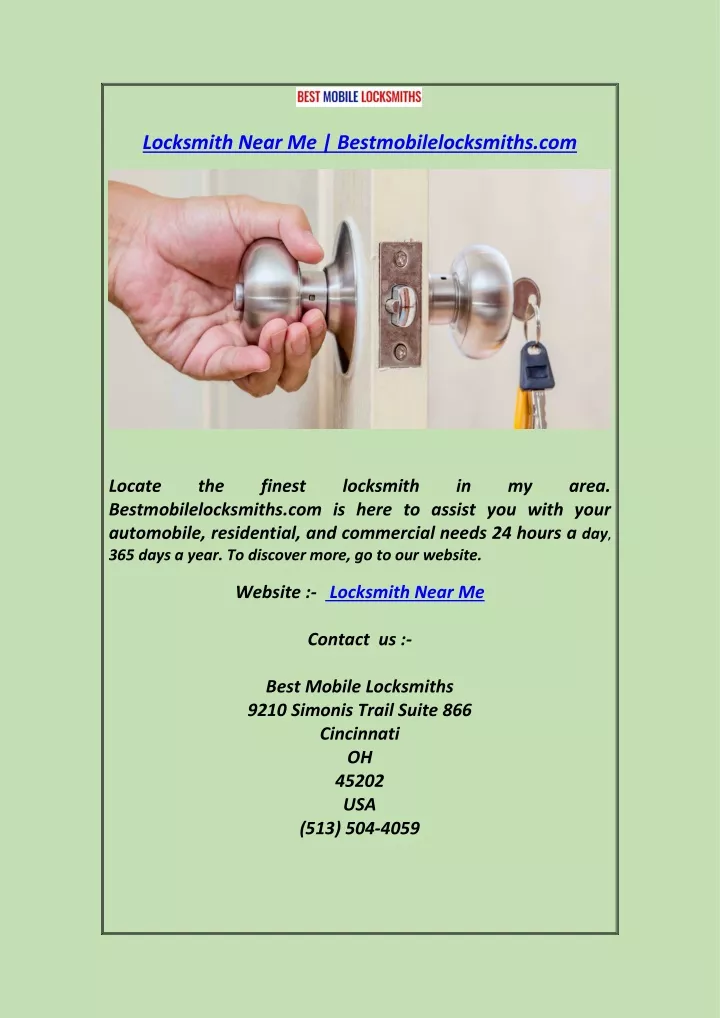 PPT - Locksmith Near Me Bestmobilelocksmiths.com PowerPoint ...