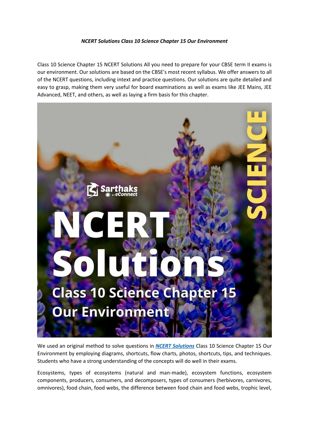 PPT - NCERT Solutions Class 10 Science Chapter 15 PowerPoint ...