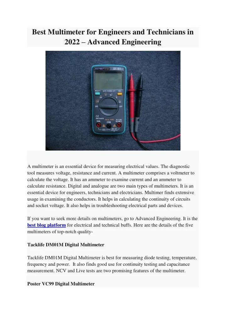 PPT - Best Multimeter for Engineers and Technicians in 2022 PowerPoint ...