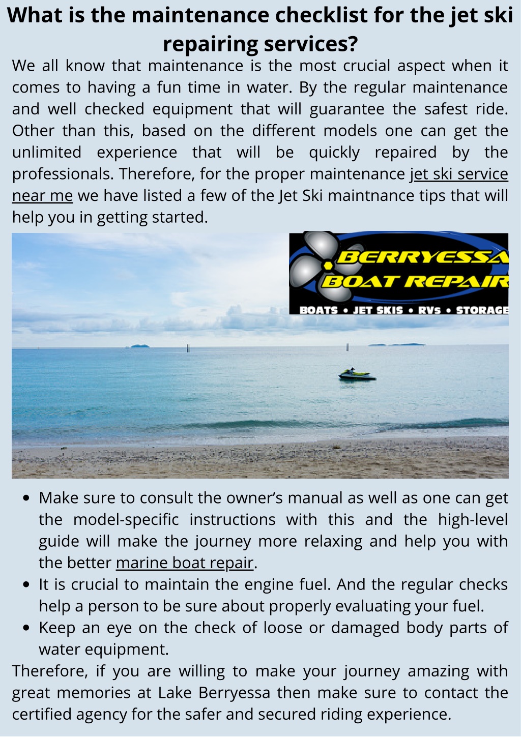 PPT - What is the maintenance checklist for the jet ski repairing ...
