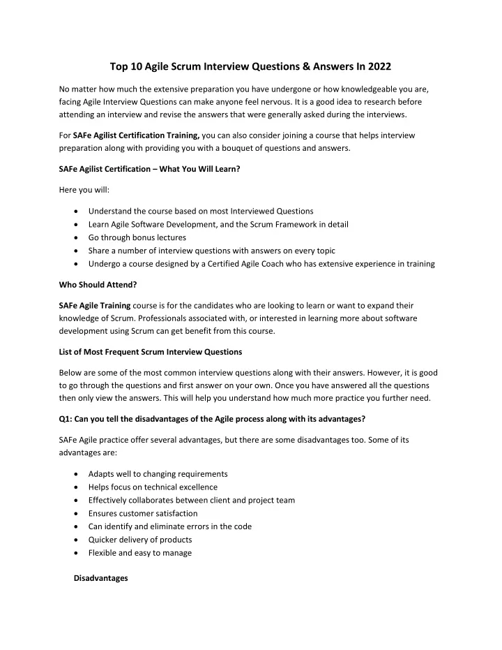 PPT - Top 10 Agile Scrum Interview Questions & Answers In 2022 (1) PowerPoint Presentation - ID ...