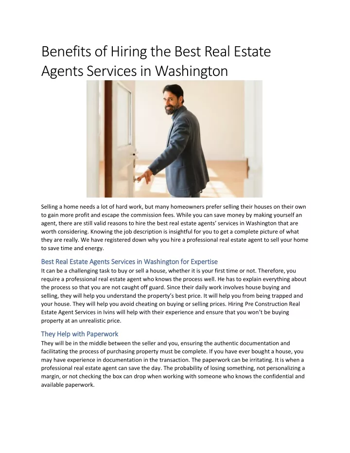 Ppt Benefits Of Hiring The Best Real Estate Agents Services In