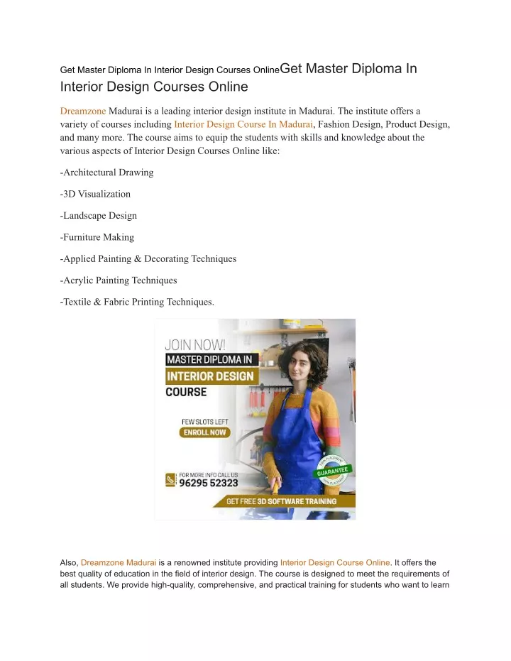 PPT - Get Master Diploma In Interior Design Courses OnlineGet Master ...