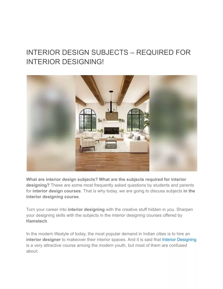 PPT - INTERIOR DESIGN SUBJECTS – REQUIRED FOR INTERIOR DESIGNING ...