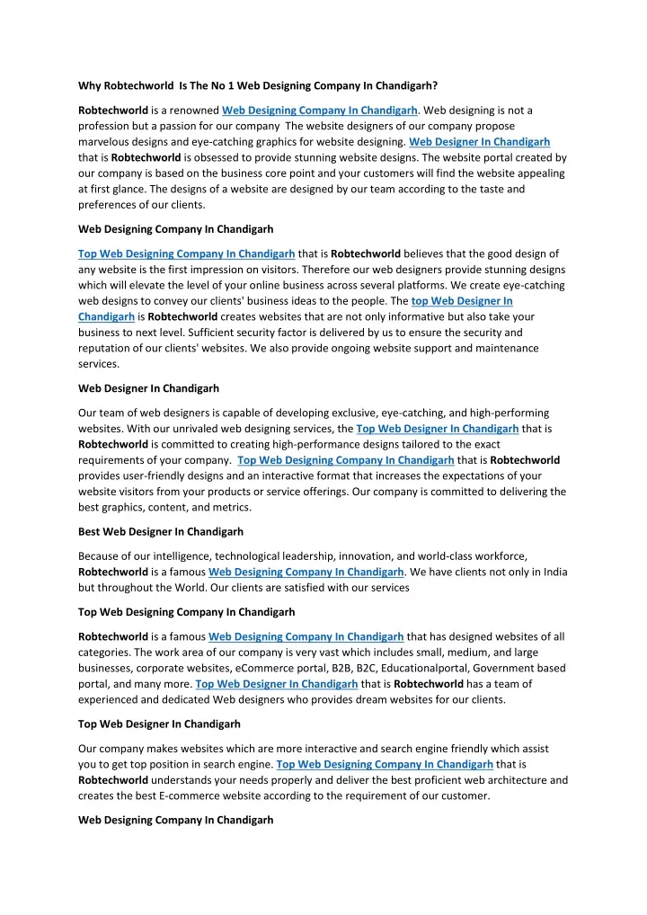 PPT - Why Robtechworld Is The No 1 Web Designing Company In Chandigarh ...
