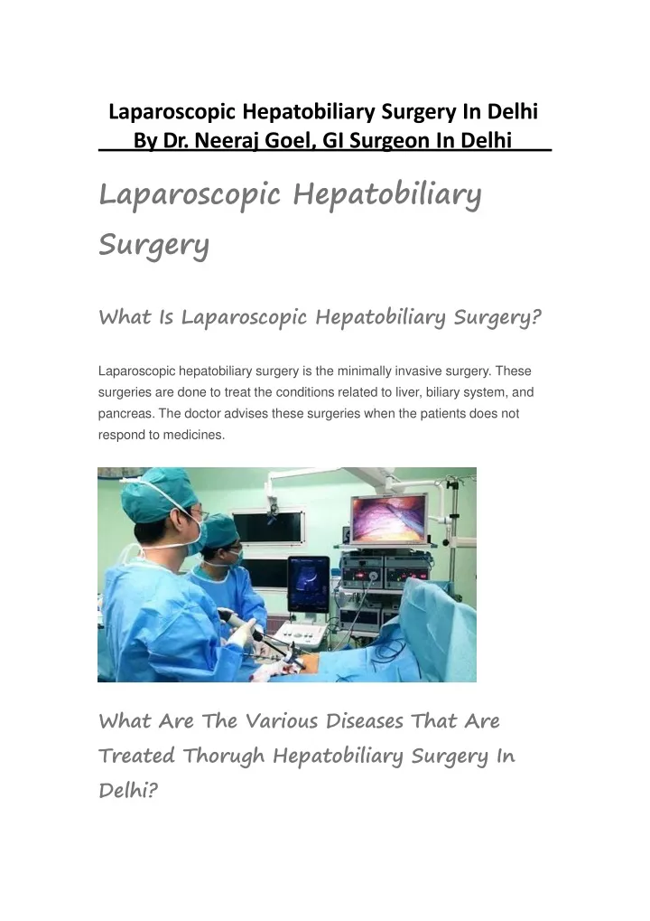 Ppt Laparoscopic Hepatobiliary Surgery In Delhi By Dr Neeraj Goel