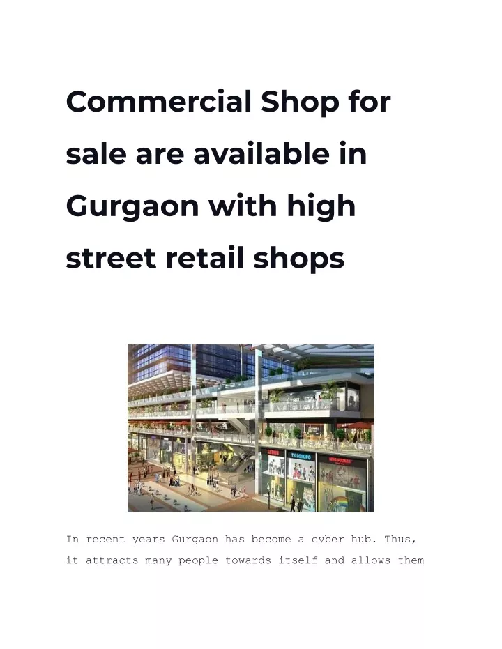 PPT - Commercial Shop for sale are available in Gurgaon with high ...
