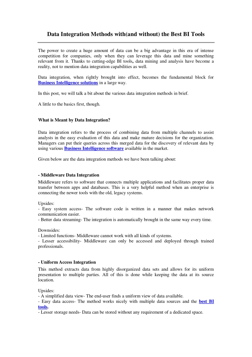 PPT - Data Integration Methods with(and without) the Best BI Tools ...