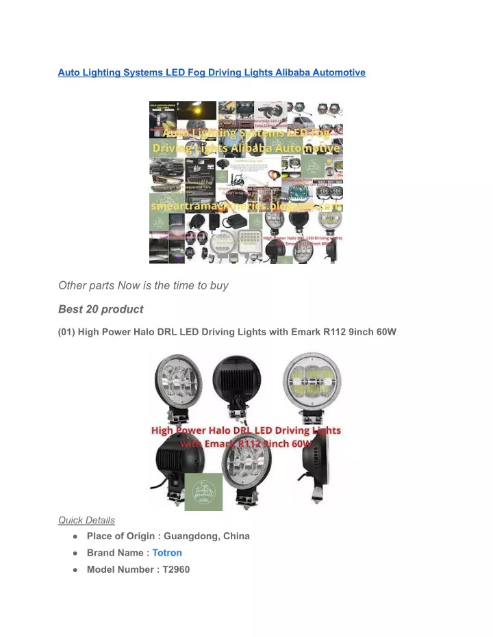 PPT - Auto Lighting Systems LED Fog Driving Lights Alibaba Automotive ...