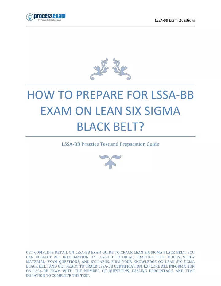 PPT - How to Prepare for LSSA-BB exam on Lean Six Sigma Black Belt ...