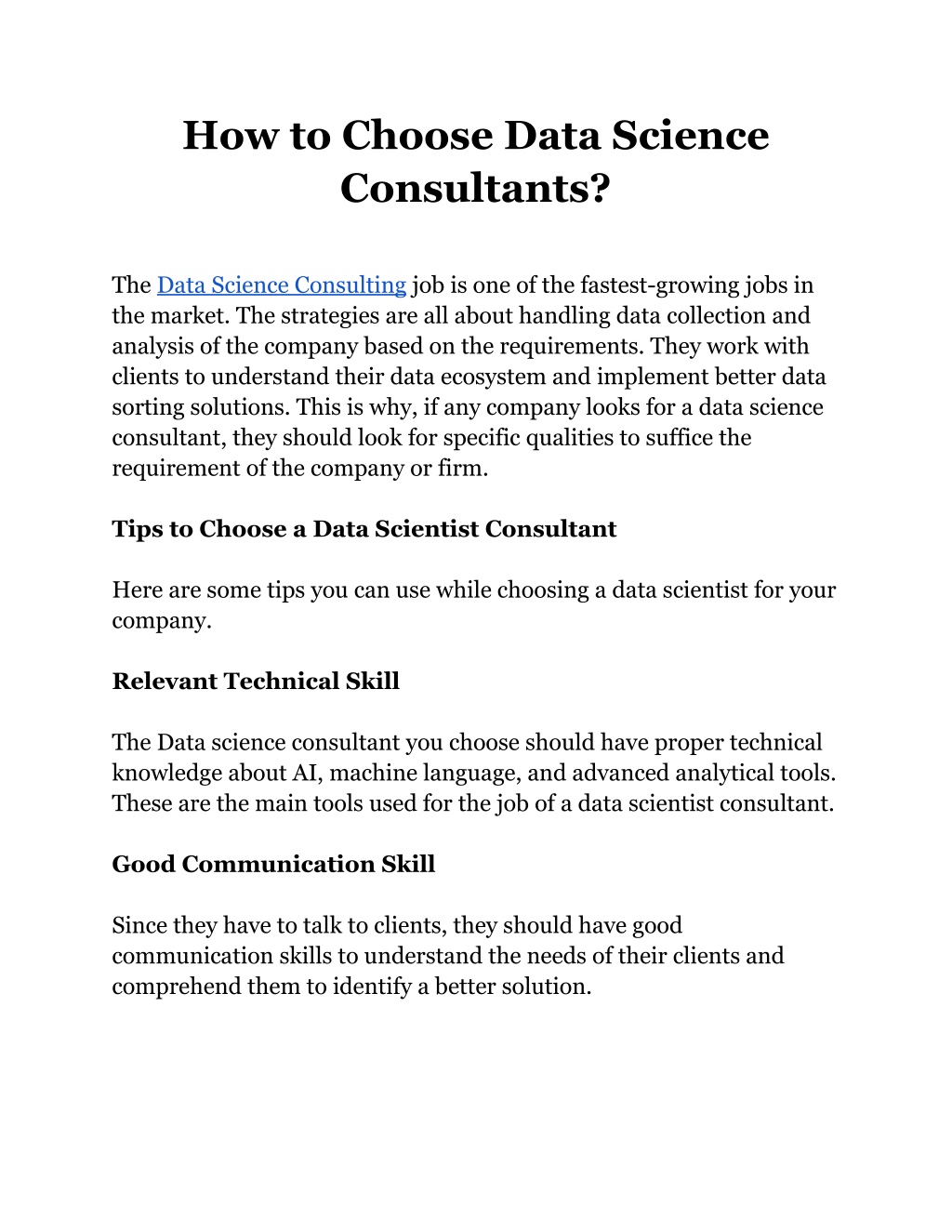 PPT - How to Choose Data Science Consultants PowerPoint Presentation ...
