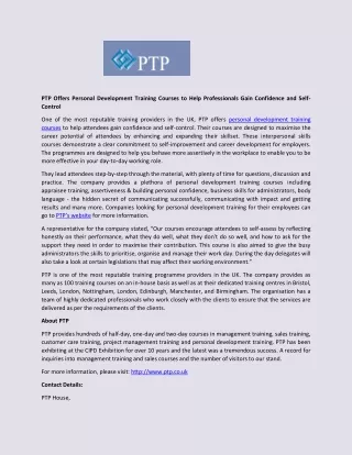 PPT - PTP Offers Personal Development Training Courses to Help ...