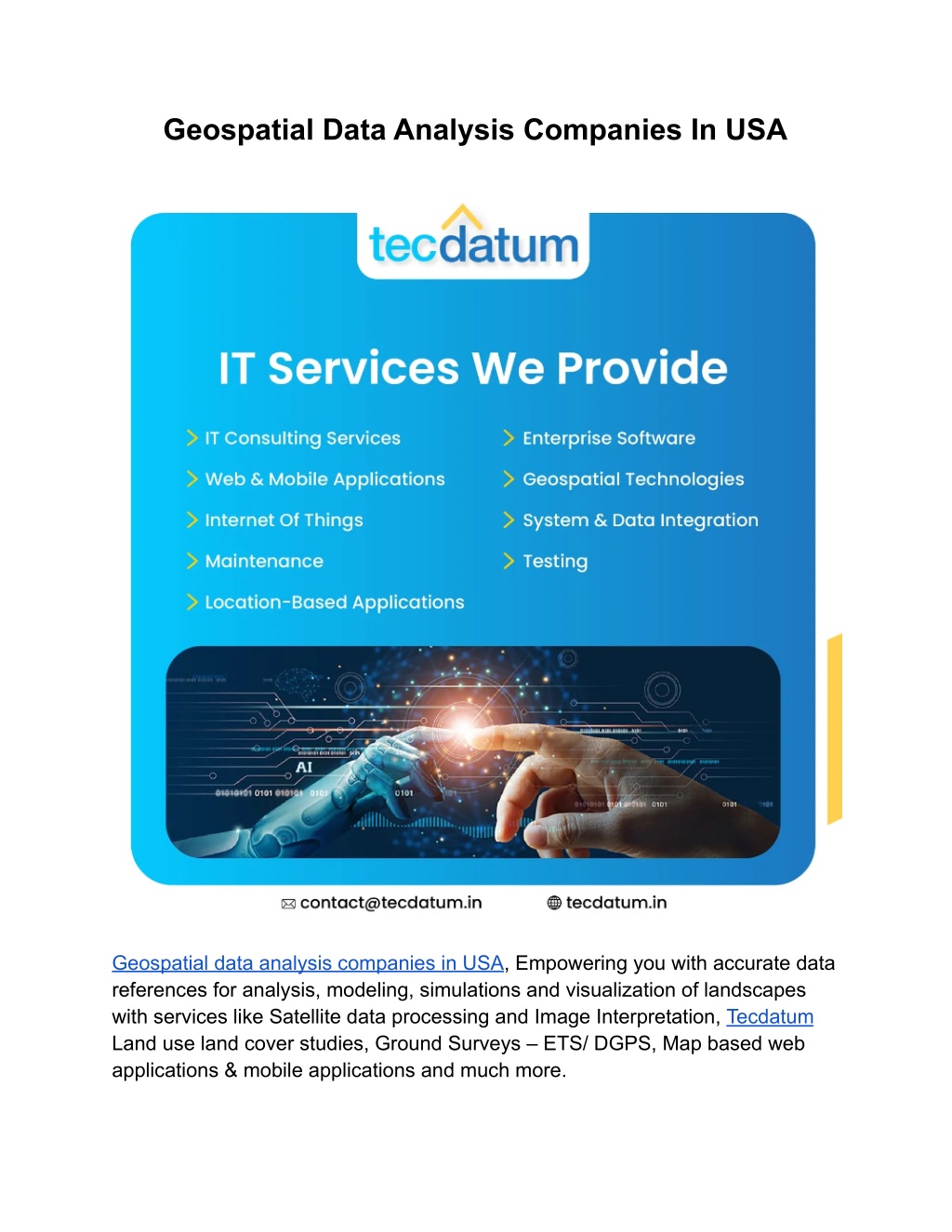 PPT - Geospatial Data Analysis Companies In USA PowerPoint Presentation - ID:11417175
