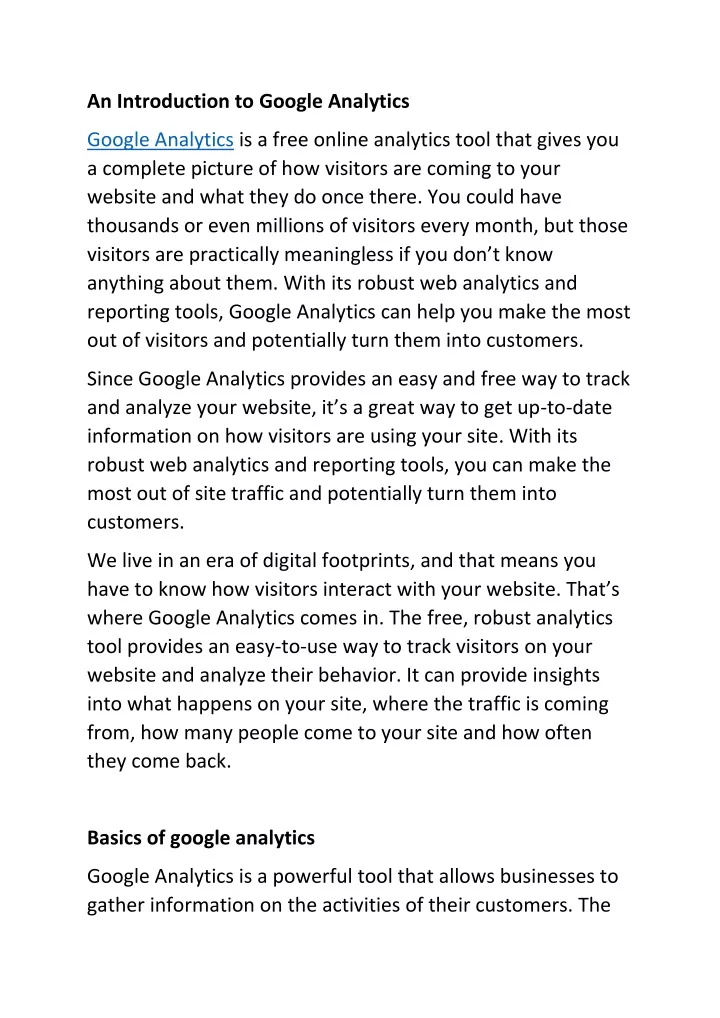 PPT - An Introduction to Google Analytics PowerPoint Presentation, free ...