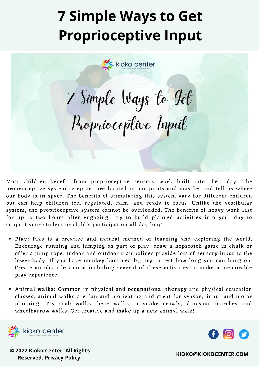 PPT - 7 Simple Ways to Get Proprioceptive Input PowerPoint Presentation ...