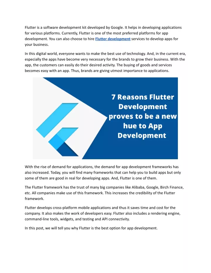 PPT - 7 Reasons Flutter Development proves to be a new hue to App ...