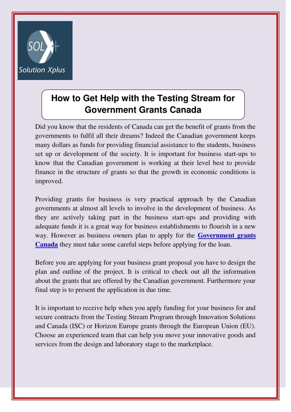 PPT - How to Get Help with the Testing Stream for Government Grants ...