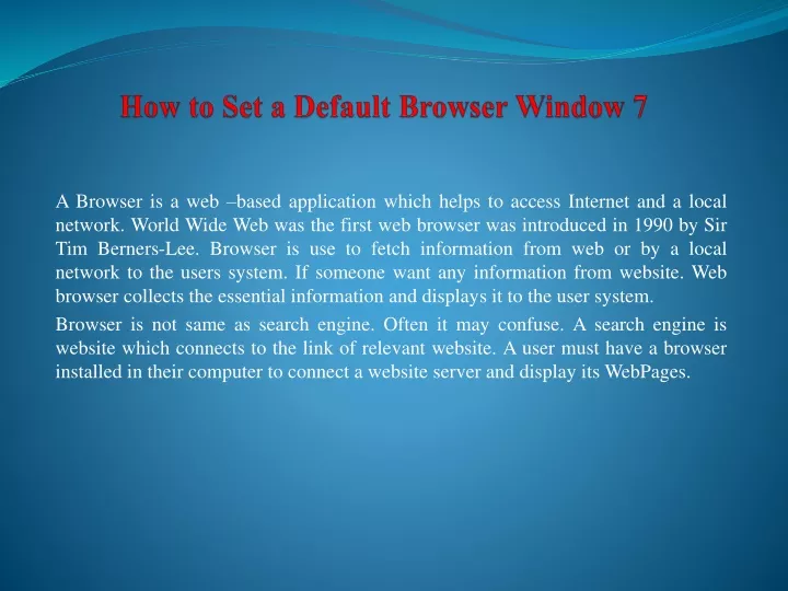 PPT - How to Set a Default Browser Window 7 PowerPoint Presentation ...