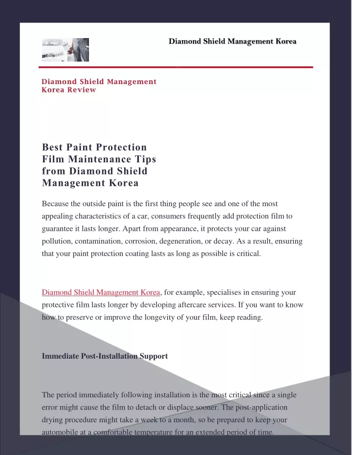 PPT - Best Paint Protection Film Maintenance Tips from Diamond Shield ...