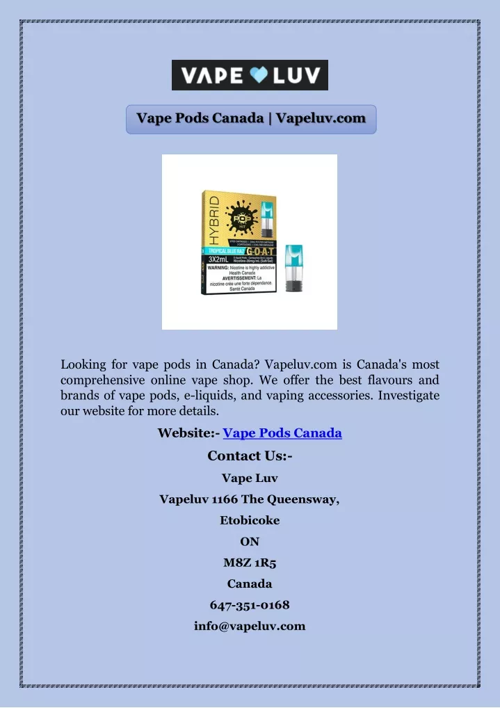PPT - Vape Pods Canada | Vapeluv.com PowerPoint Presentation, free ...