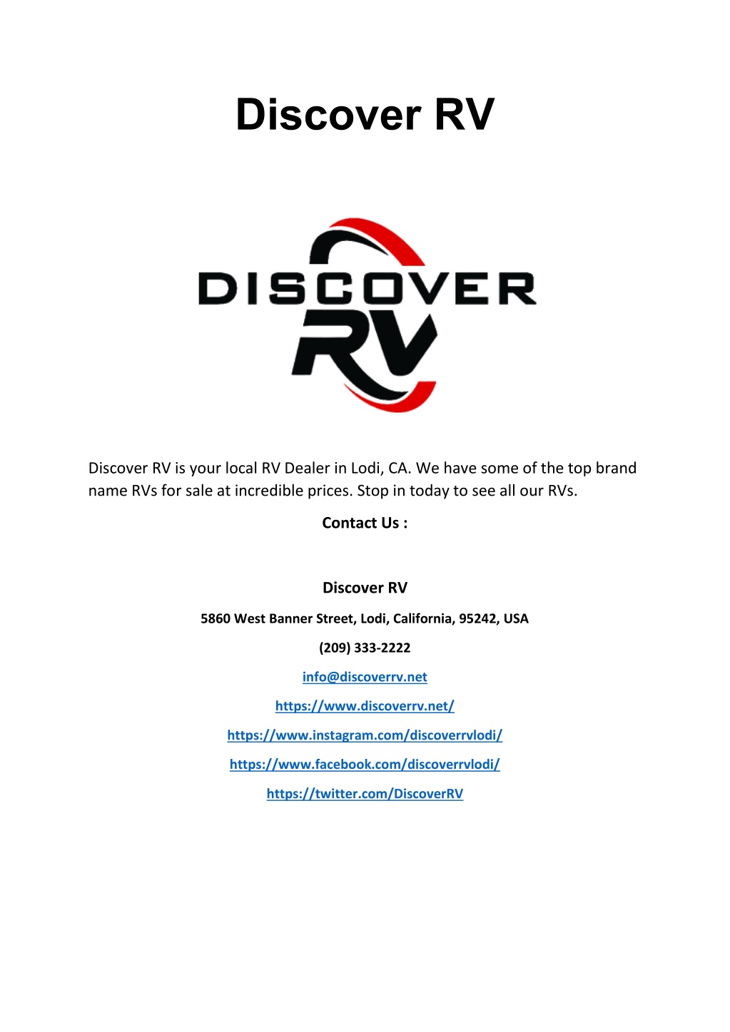 PPT - Discover RV PowerPoint Presentation, free download - ID:11433331