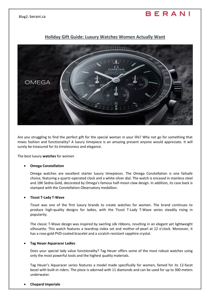 PPT - Holiday Gift Guide- Luxury Watches Women Actually Want PowerPoint ...