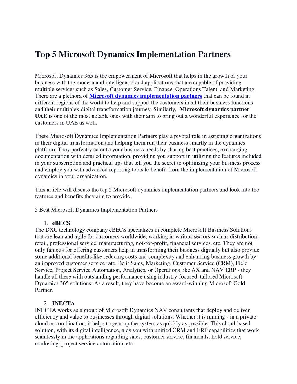 PPT - Top 5 Microsoft Dynamics Implementation Partners PowerPoint ...
